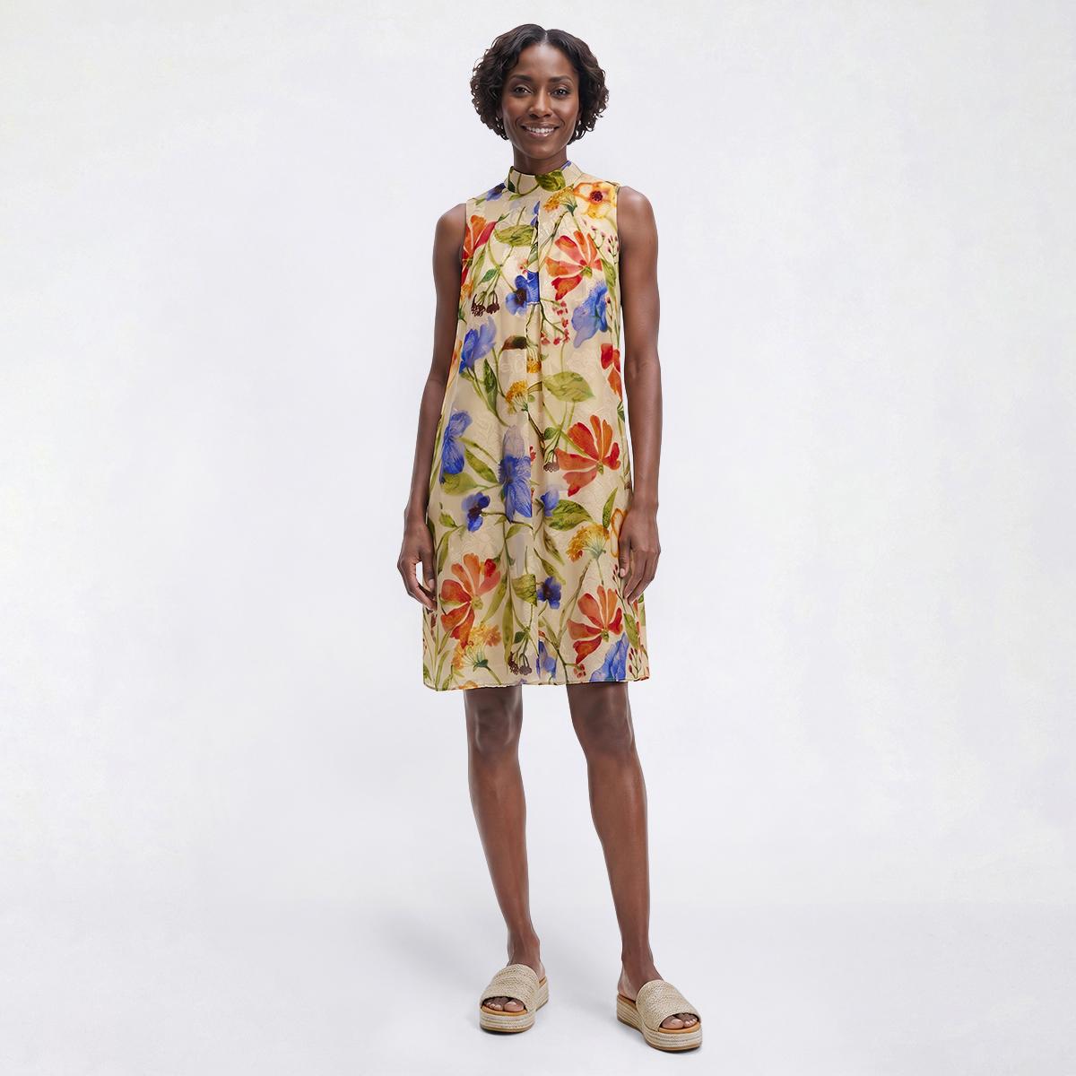 Click here for Womens Robbie Bee Sleeveless Floral Mock Neck Shif... prices